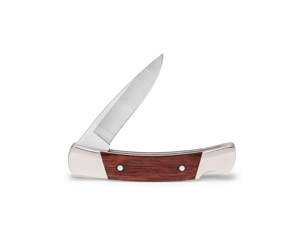 Buck 501 Squire Lockback Knife 420 SS Blade/Rosewood Handle w/Leather ...