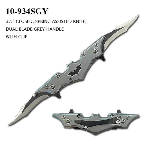 Twin Blade Spring Assisted Bat Knife SKU 10-934SGY – Highlander Knives ...
