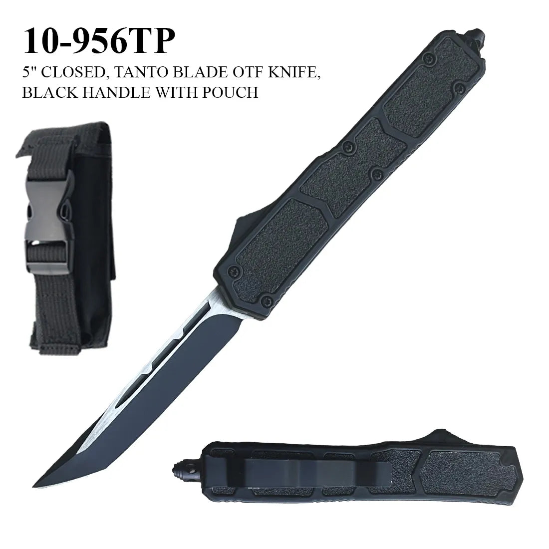 OTF Automatic Knife w/Sheath Black Tanto Blade/Black Handle SKU 10-956 ...