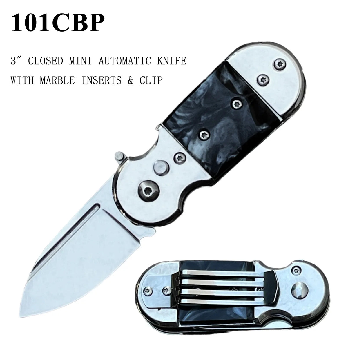 Mini Automatic Knife with Safety Lock Stainless-Steel Blade/SS Black M ...