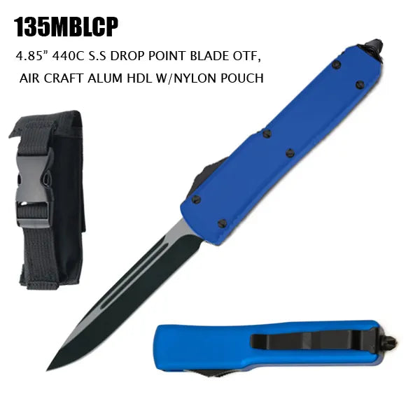 Large Side Switch OTF Knife w/Sheath Black 440C 5CR13 Stainless-Steel ...