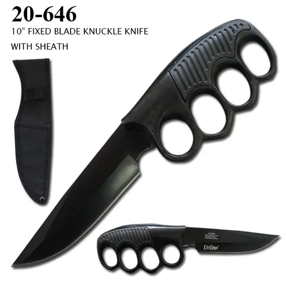 ElitEdge Fixed Blade Knife Black Stainless Steel Blade/ Black Zinc All ...