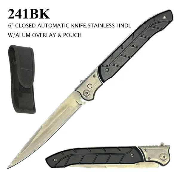 Armed Force Tactical Automatic Knife w/Sheath Stainless-Steel Blade/SS ...