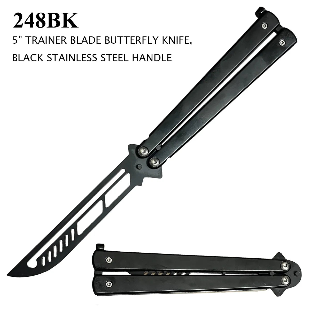 Butterfly Training Knife Black Stainless-Steel Blade/Handle SKU 248BK ...