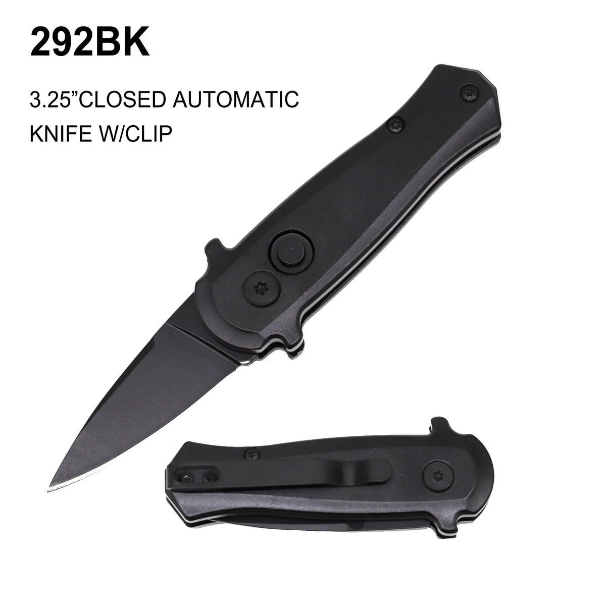 Mini Automatic Knife Black Stainless-Steel Blade/Black CNC Alum. Handl ...
