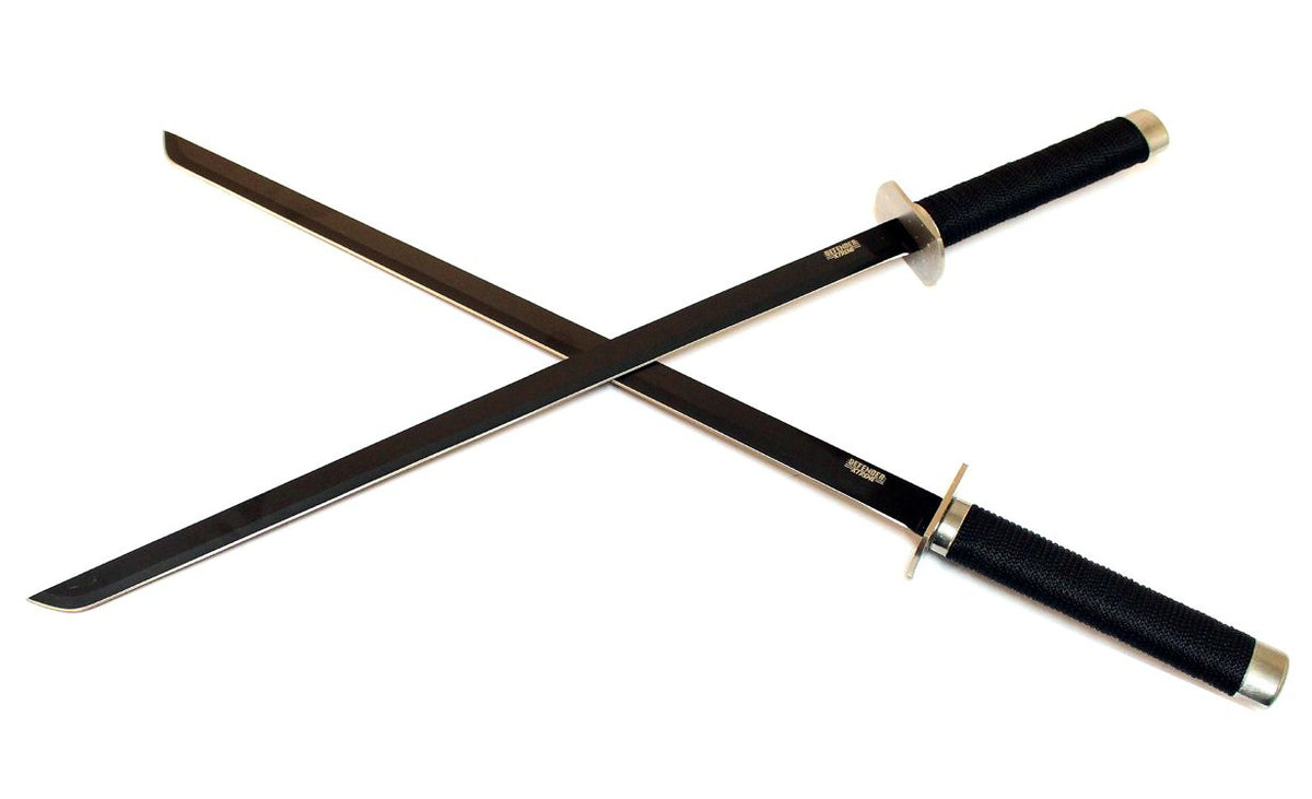 2Pc Black Stainless Steel Ninja Assassin Twin Swords Set SKU 7332 ...