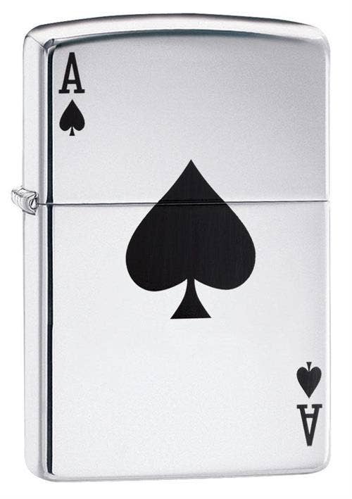 Lucky Ace - High Polish Chrome Zippo Lighter – Highlander Knives and Swords
