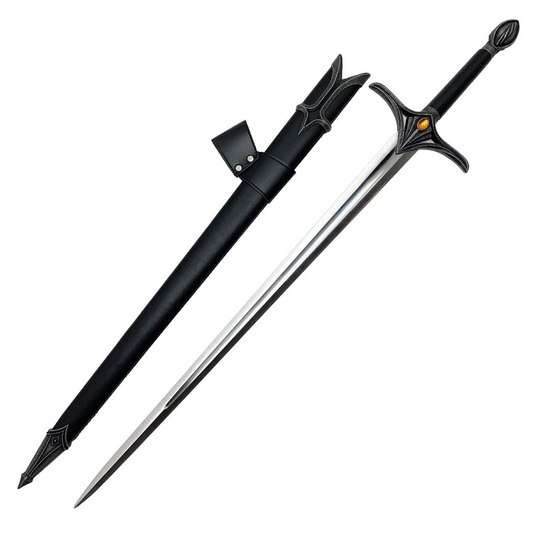 40" Medieval Style Sword Stainless-Steel Blade/Black & Silver Handle w ...