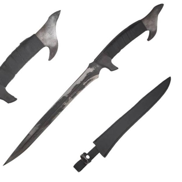 Medieval Warrior Full Tang Dark Sky Falcata Sword w/Leather Sheath Ant ...