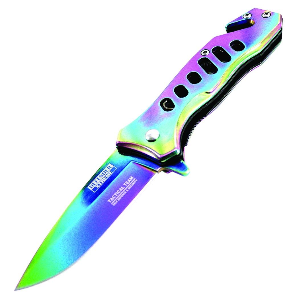 Defender-Xtreme Spring Assist Rainbow Folding Knife SKU 8132 ...