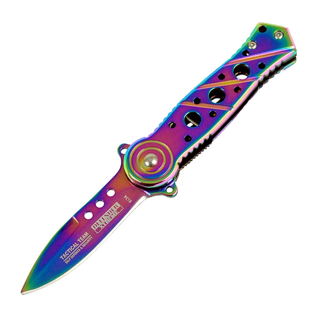 Defender-Xtreme Spring Assist Rainbow Folding Knife – Highlander Knives ...