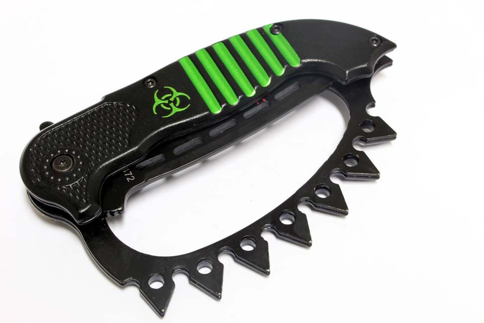 Zombie War Green & Black Spring Assisted Knife with Belt Clip SKU 7472 ...
