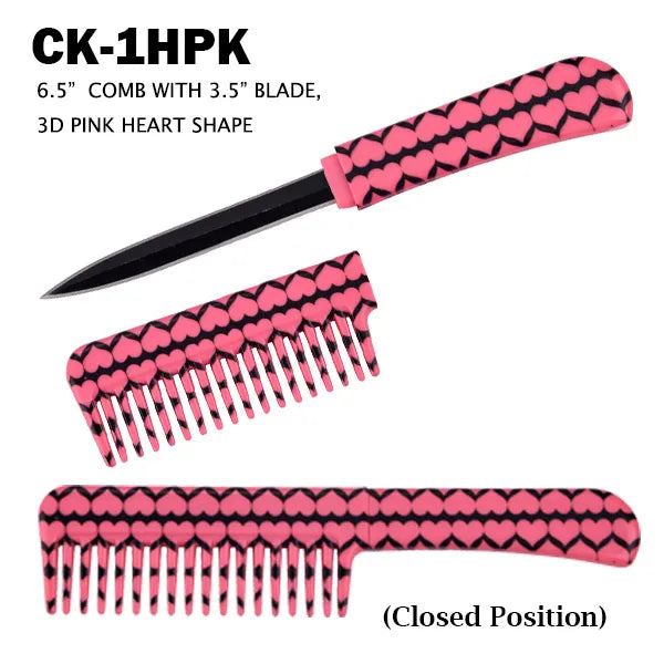 Self Defense Concealed Comb Knife Black Stainless Steel/3D Print Pink ...