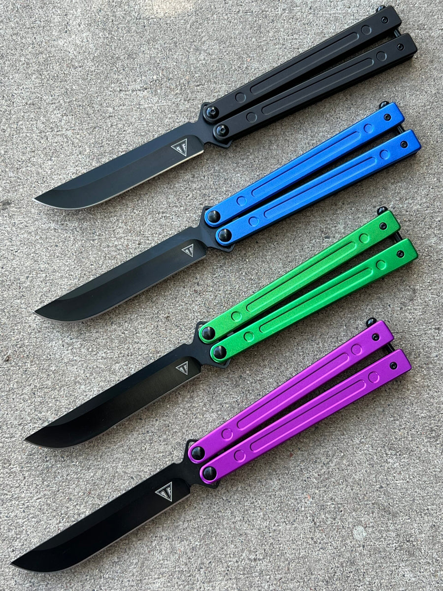Armed Force Tactical Ball Bearing Butterfly Knife Black 440C Stainless ...