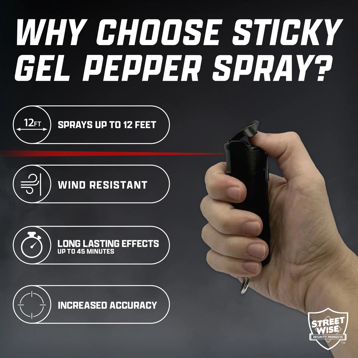 Streetwise Sticky Gel Pepper Spray with UV Dye 0.5 oz SKU SWSG3BKFT ...