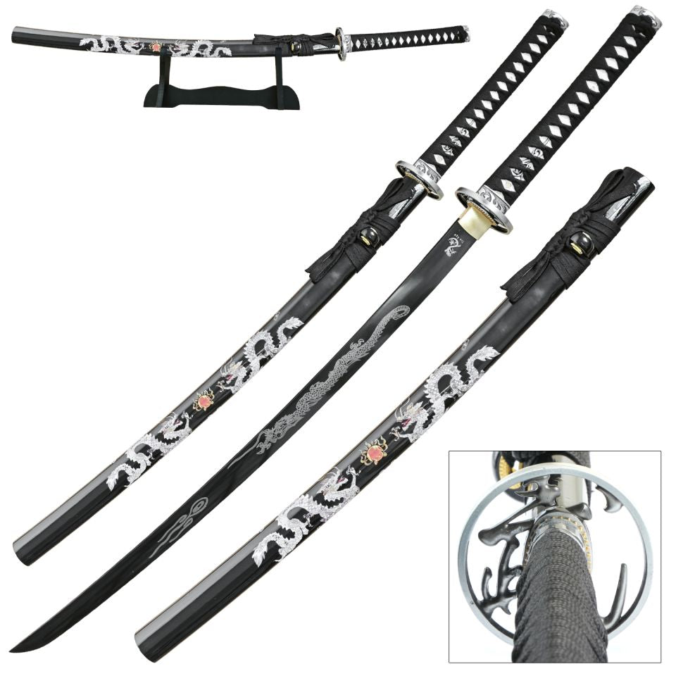 Ten Ryu Handmade Samurai Sword with Dragon Design Scabbard comes with ...