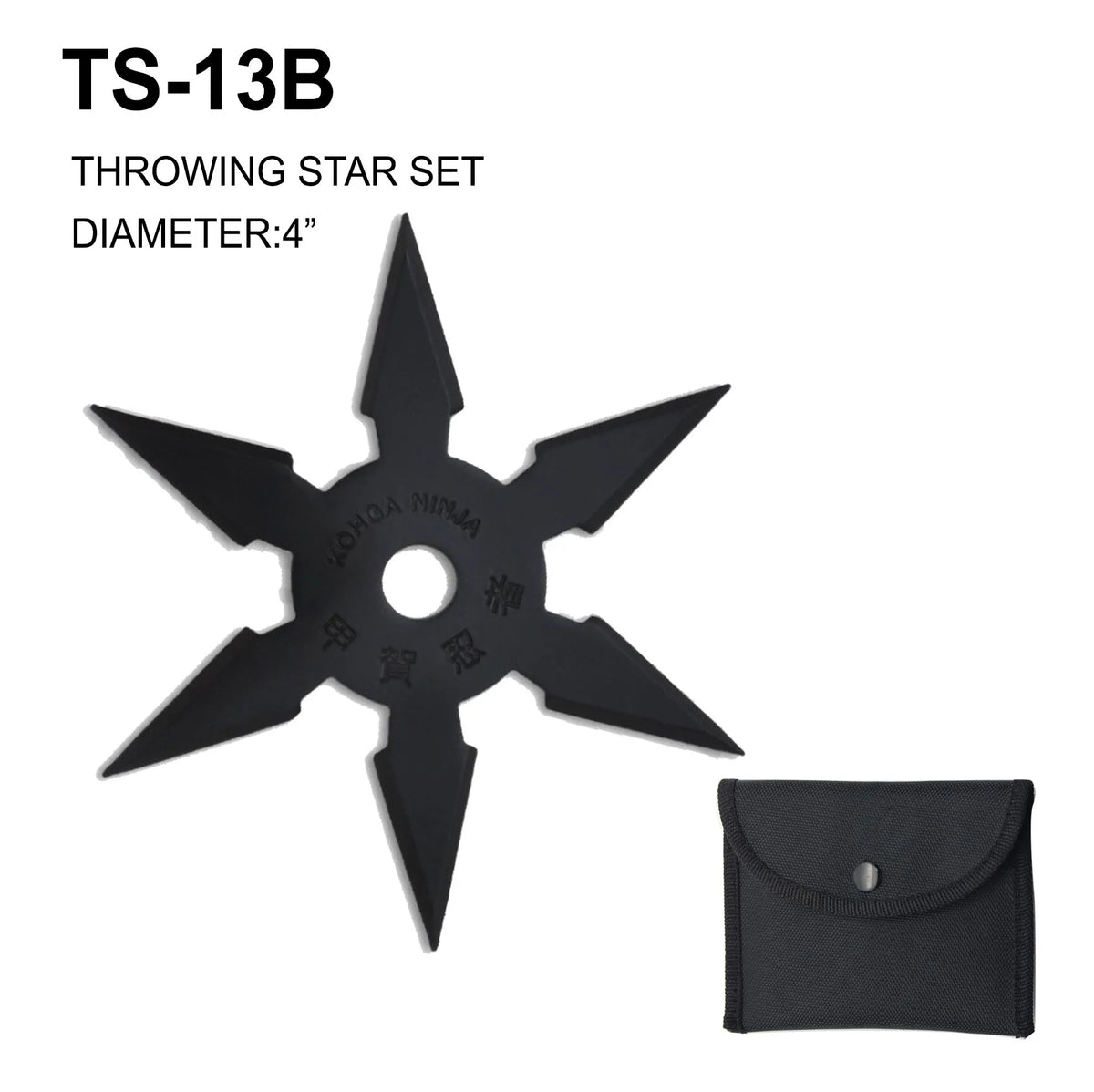 4" 6 Point Ninja Throwing Star w/Pouch Black Stainless-Steel SKU TS-13 ...