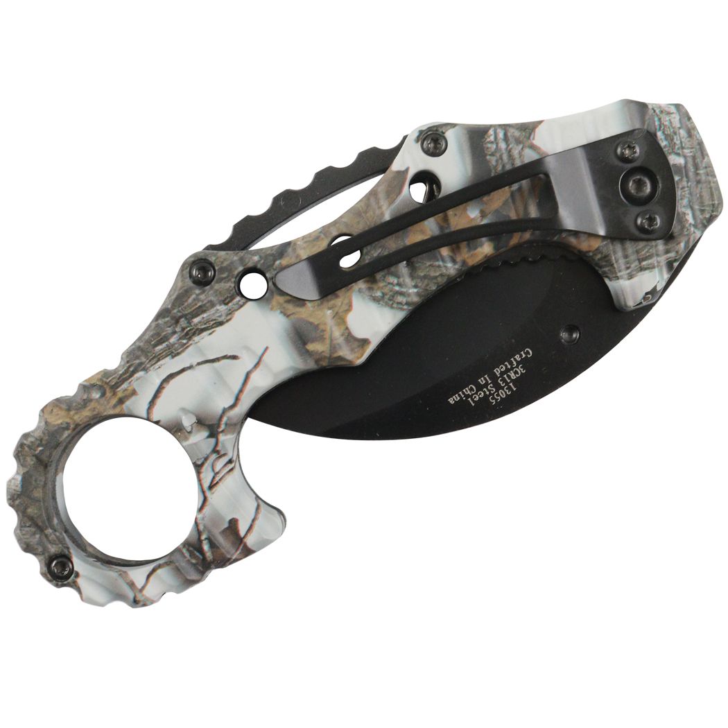 Defender-Xtreme Leaf Camo Spring Assisted Folding Karambit Knife 3CR13 ...