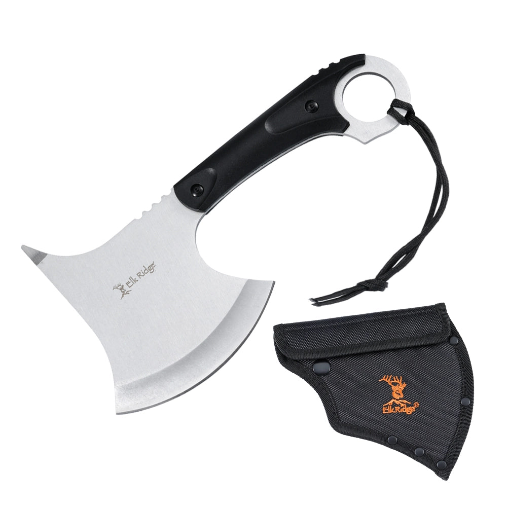 Elk Ridge Full Tang Axe w/Sheath Stonewash 3Cr13MoV Stainless-Steel Bl ...