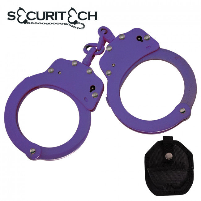 SecriTech Stainless Steel Tactical Police Handcuffs Purple w/Case SKU ...