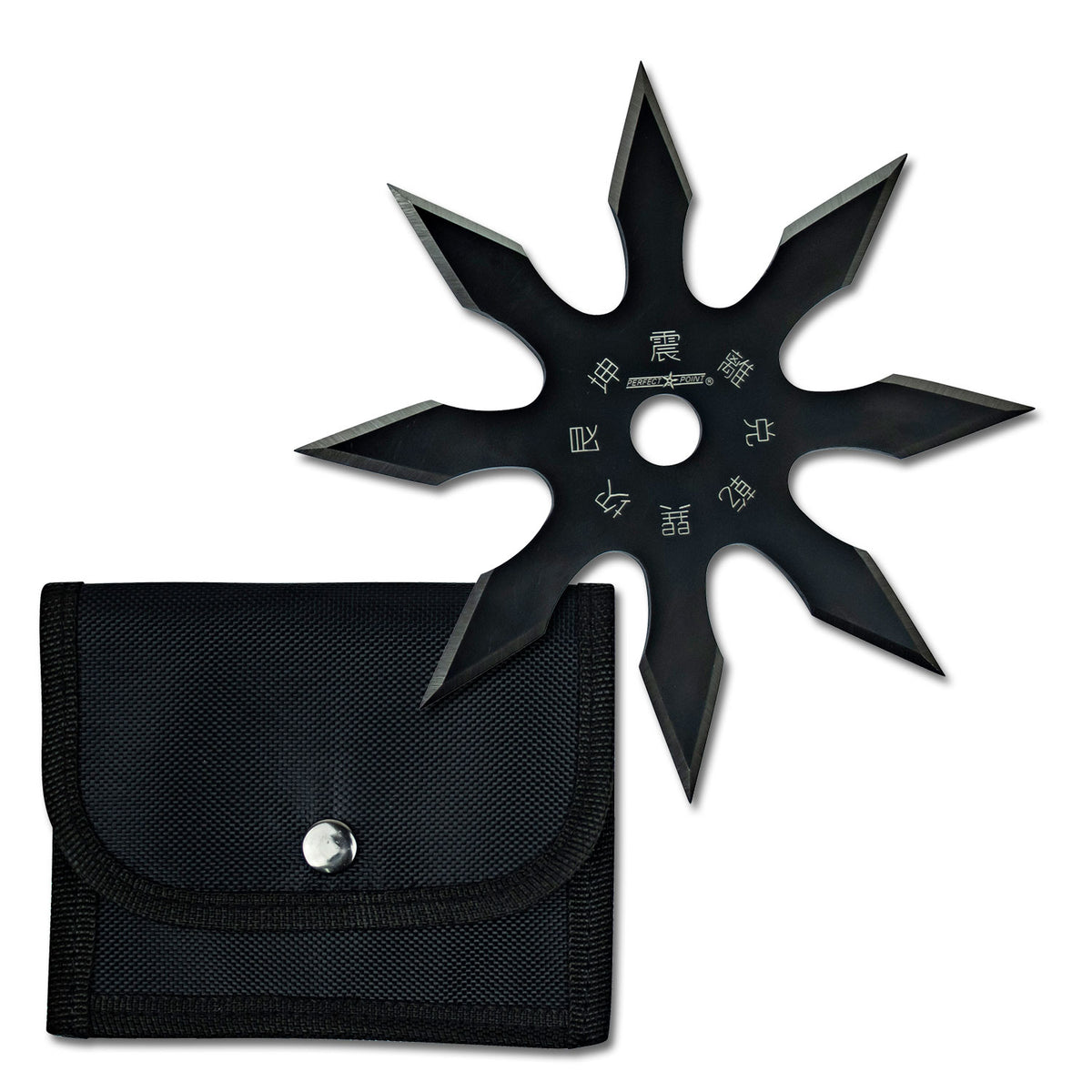 Perfect Point 8 Point 4"Throwing Star Black Stainless-Steel w/Sheath S ...