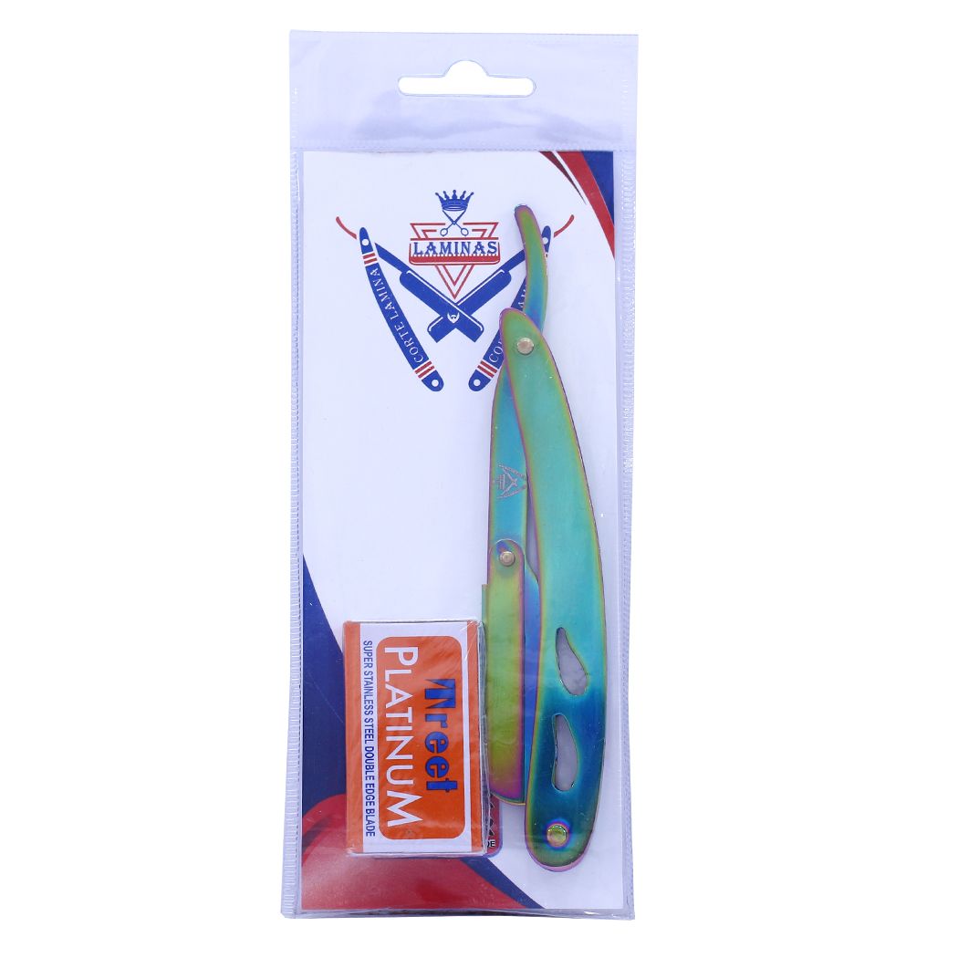Professional Salon Straight Razor Iridescent comes with 10 Double Edge ...