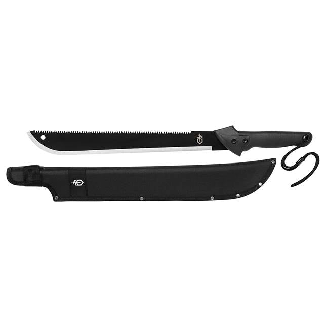 Gerber Gator Machete w/Sheath Black High Carbon Steel Dual Saw & Fine ...