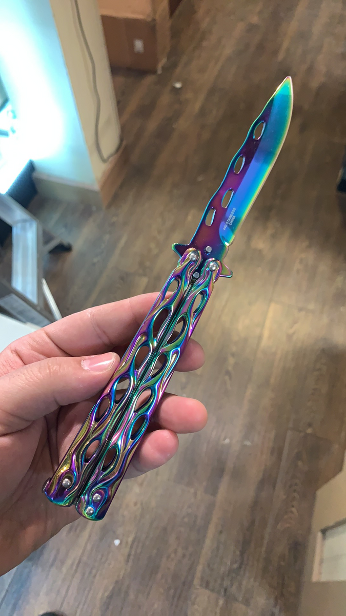 Rainbow Flame Butterfly Knife – Highlander Knives and Swords