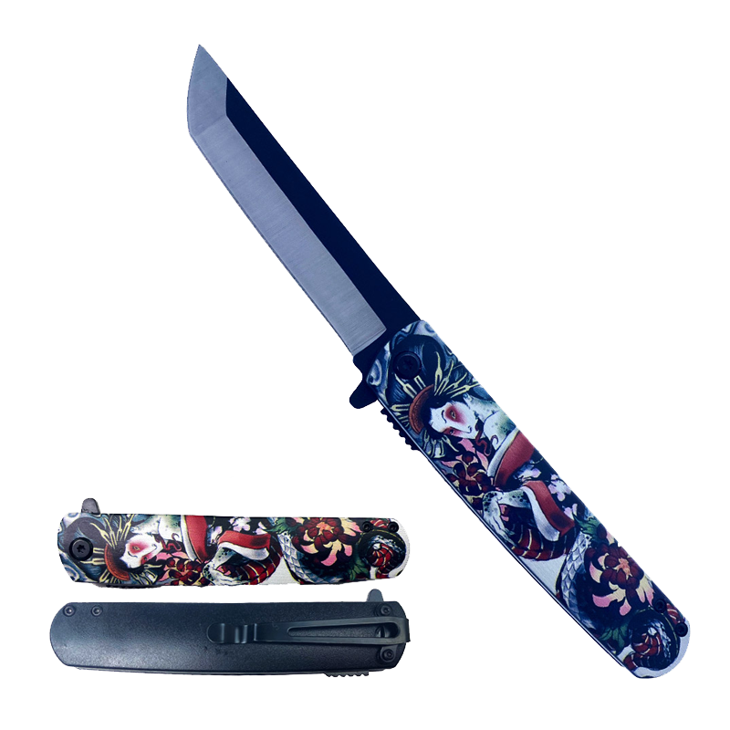 Falcon Tanto Spring Assisted Knife Geisha Girl 3D Print SKU KS61261-9 ...